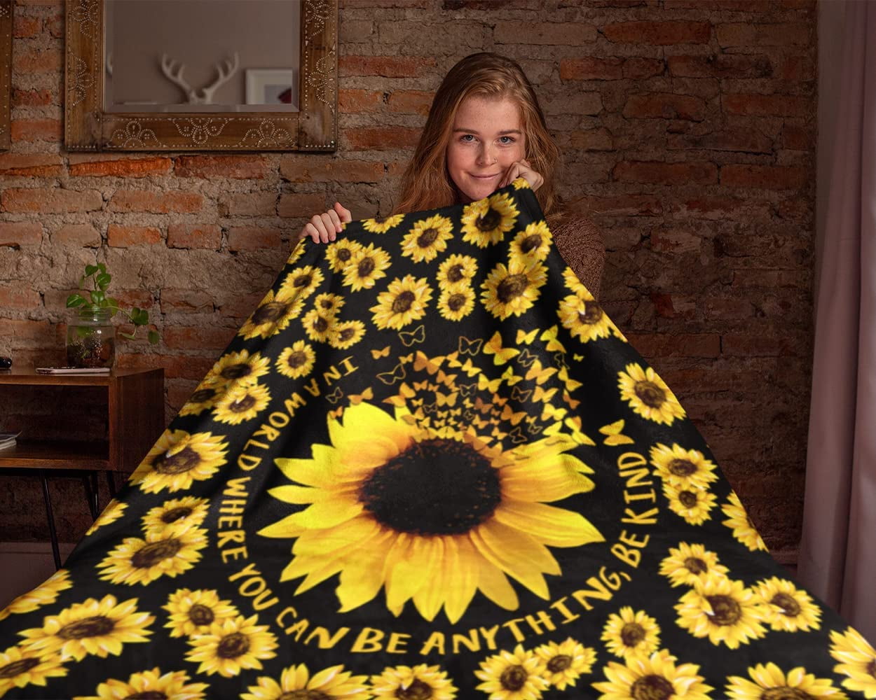Sunflower Blanket 80"x60" Decorative Fleece Throw Blanket,Fuzzy Soft ...