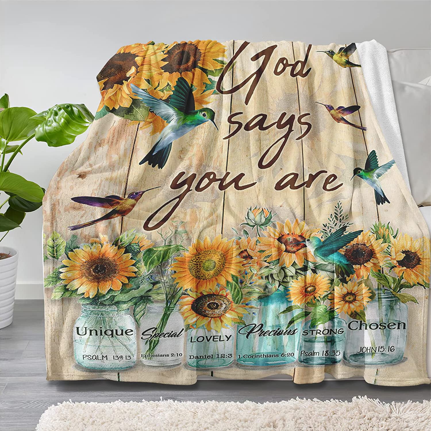 Sunflower Blanket, Christian Religious Gifts for Women Men 40"×50", God ...