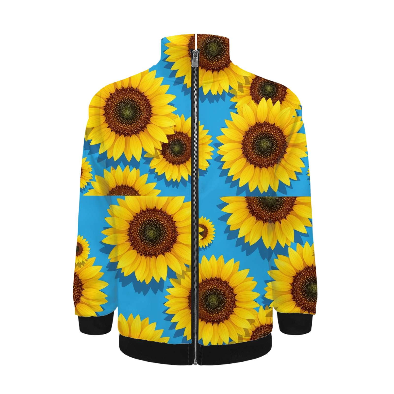 Sunflower Blue Background Print Jacket Men's Street Cool Long Sleeves ...
