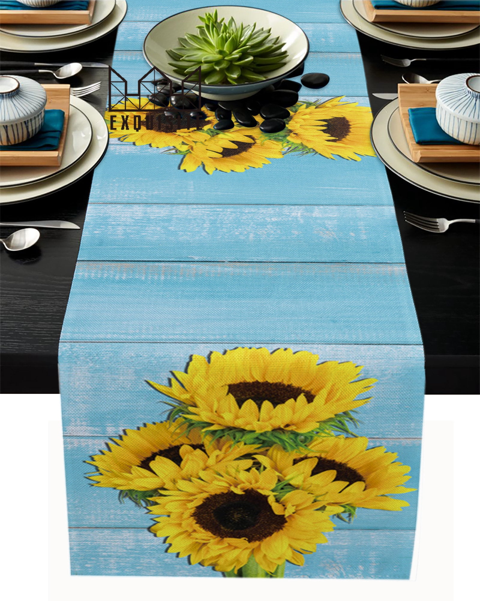 Sunflower Blue Wood Grain Coffee Table r Dining Table r Wedding Table ...