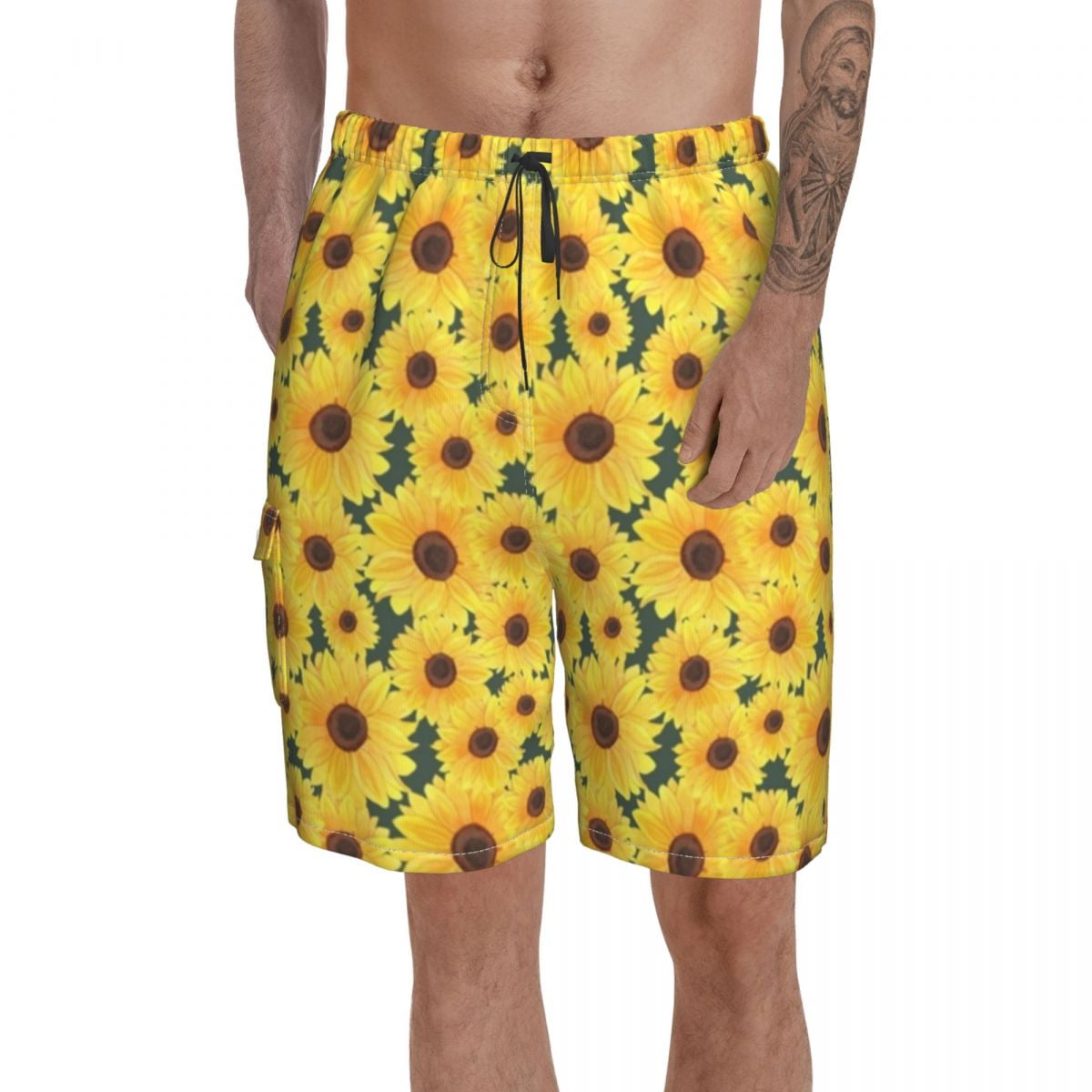 Sunflower Board Shorts Men Beach Swimming Trunks Polyester Funny Swim ...