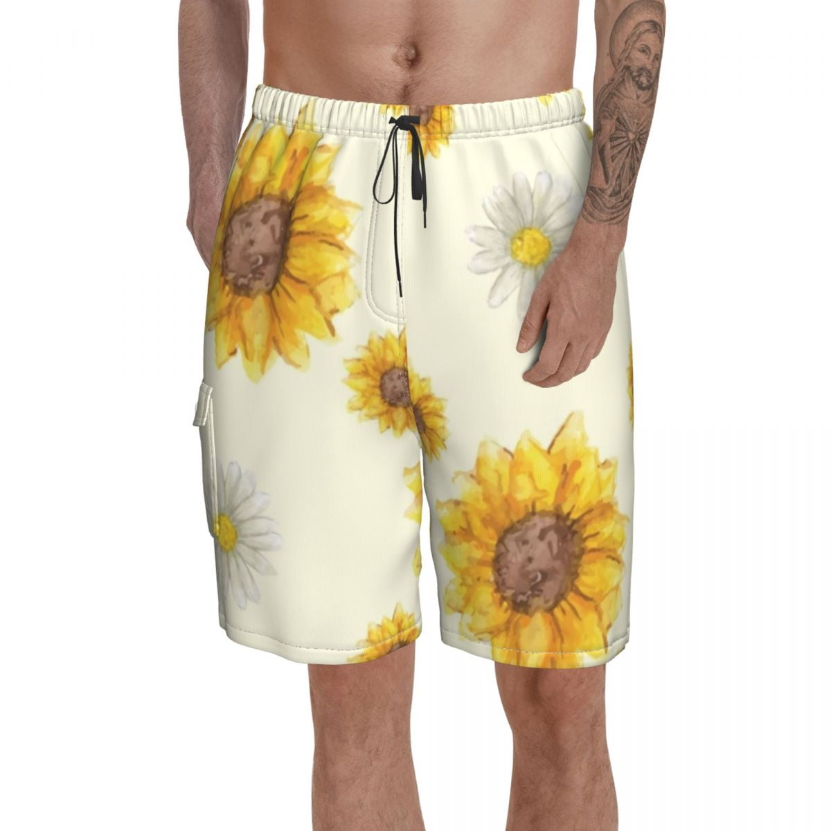 Sunflower Board Shorts Men Beach Swimming Trunks Polyester Funny Swim ...