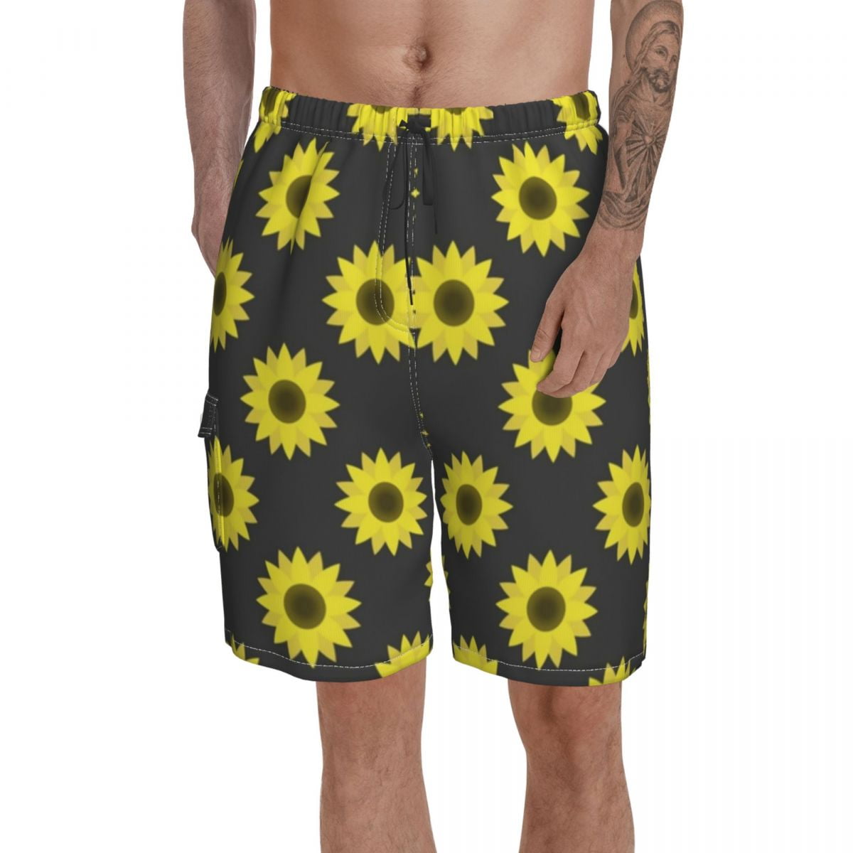 Sunflower Board Shorts Men Beach Swimming Trunks Polyester Funny Swim ...