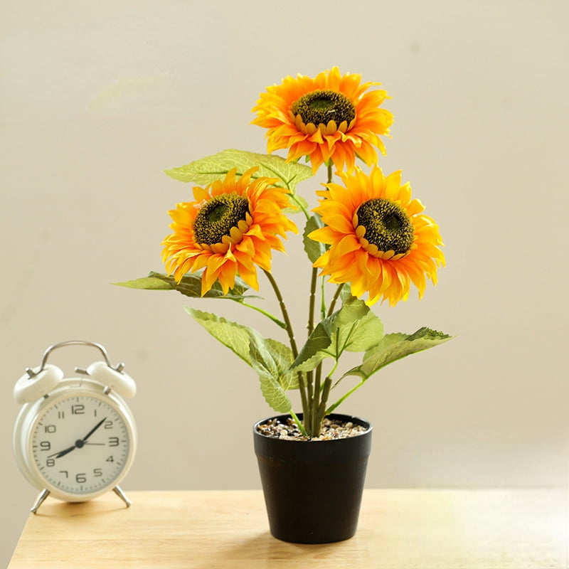 Sunflower Bonsai Artificial Potting Plant Desktop Adornment Plastic ...
