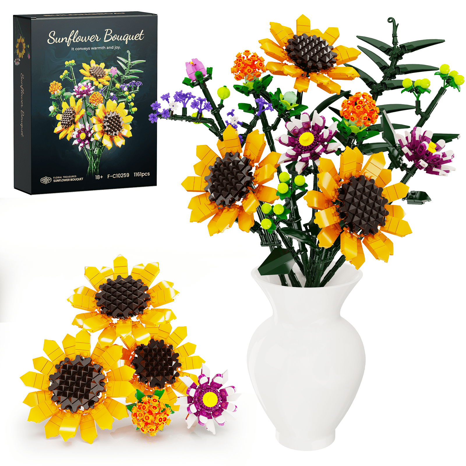 BuildingBoat Sunflower Bouquet Building Set, Botanical Collection ...