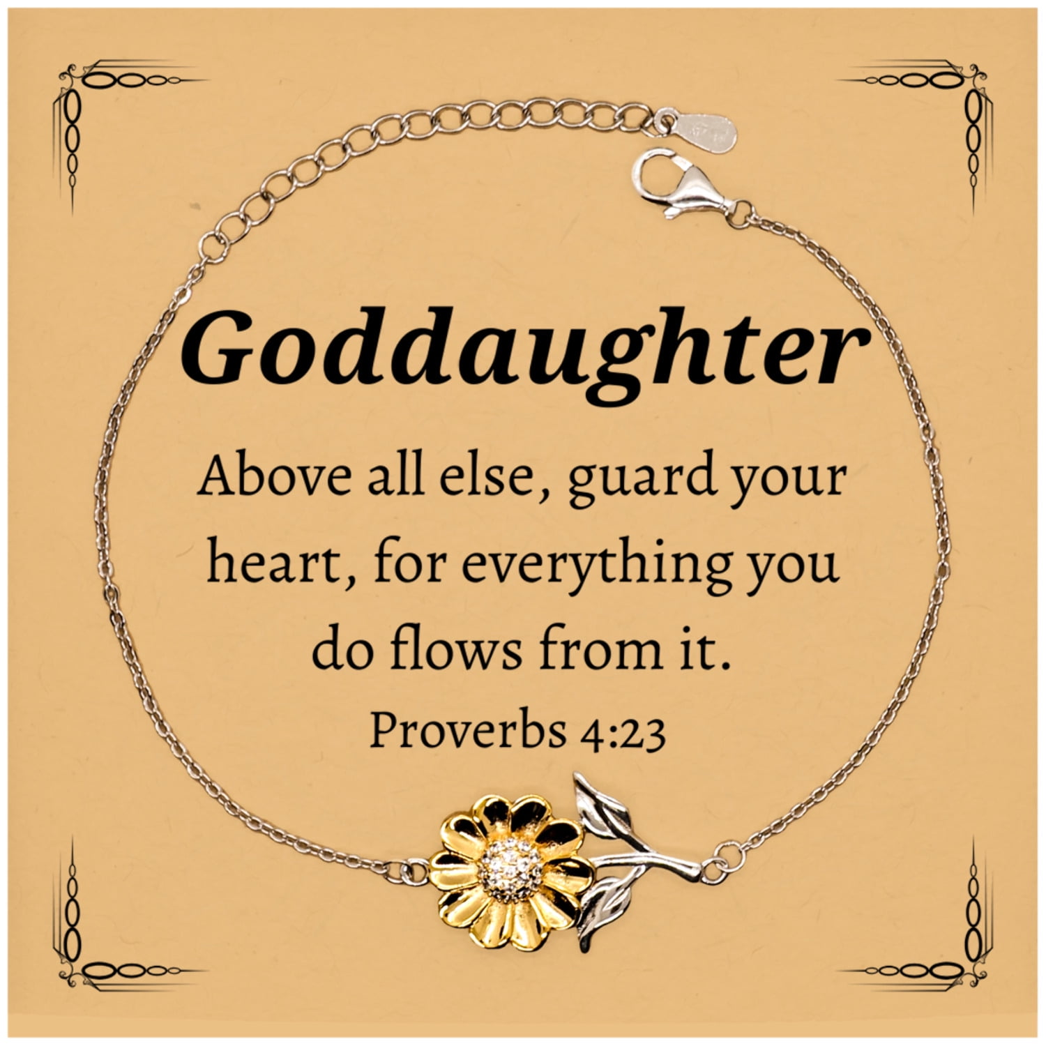 Sunflower Bracelet Goddaughter Inspirational Proverbs 4:23 Engraved ...