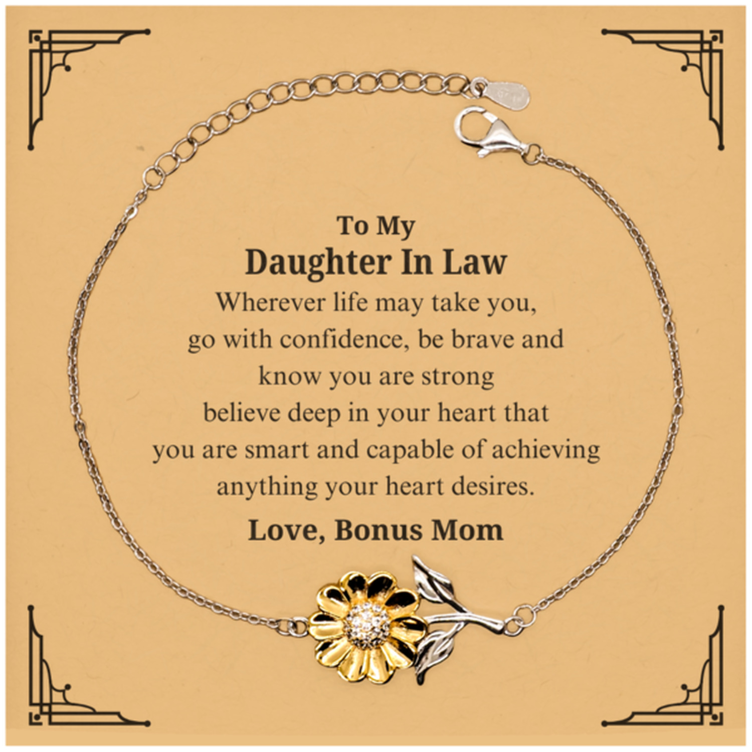 Sunflower Bracelet for Daughter In Law - Inspirational Engraved Gift ...