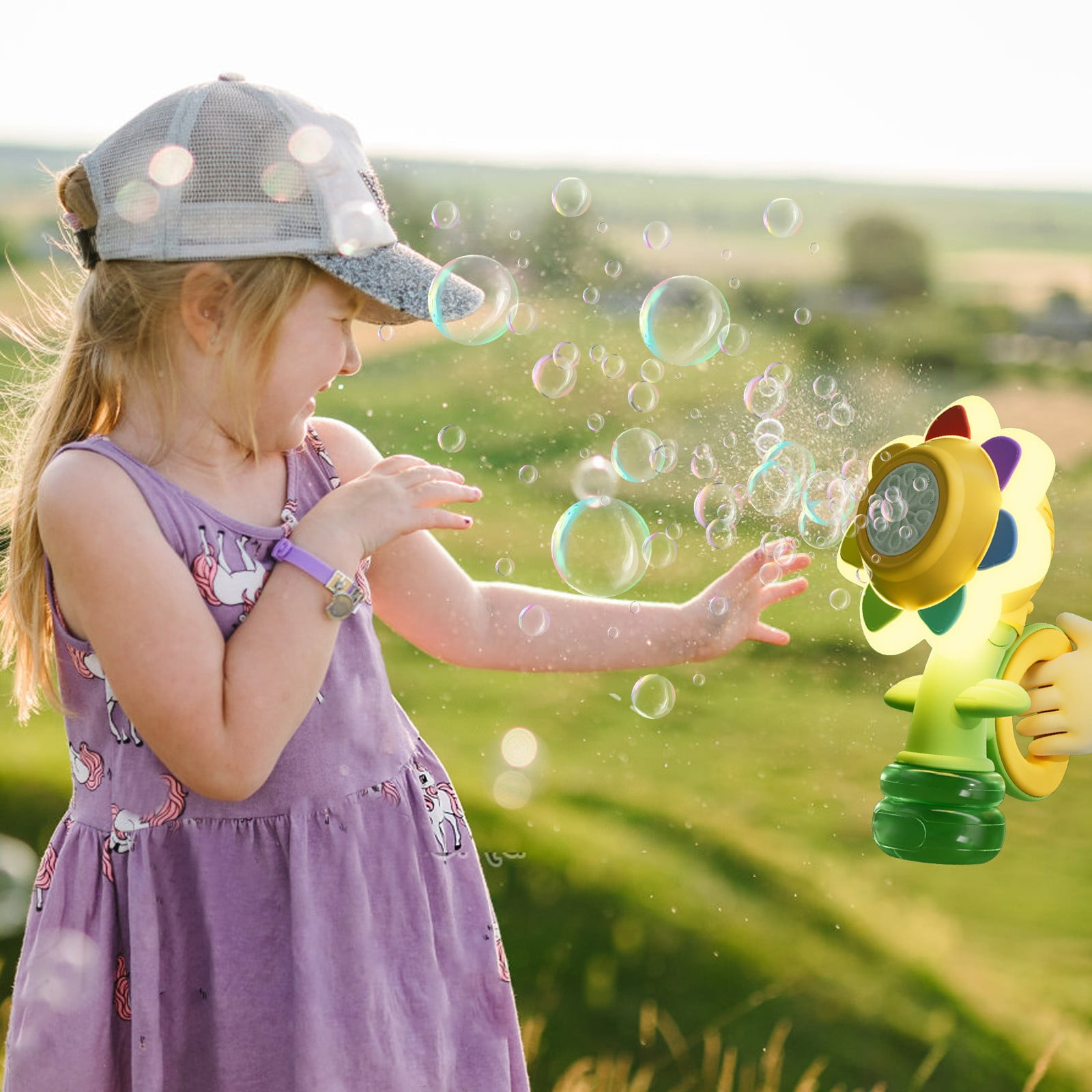 Sunflower Bubble Machine for Kids Automatic Bubble Blower 5000+ Bubbles ...