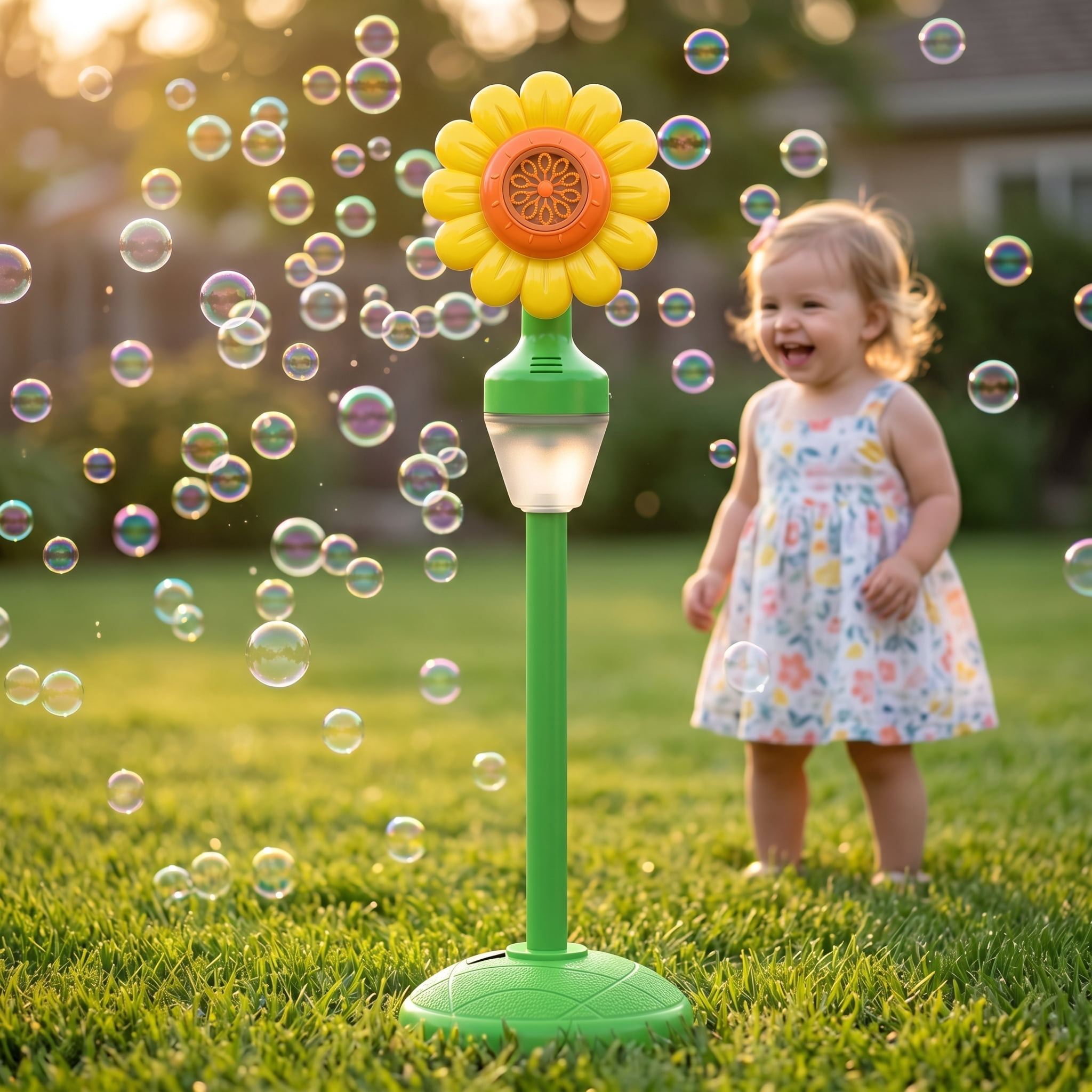 Sunflower Bubble Machine with Lights and Music for Outdoor, Automatic ...