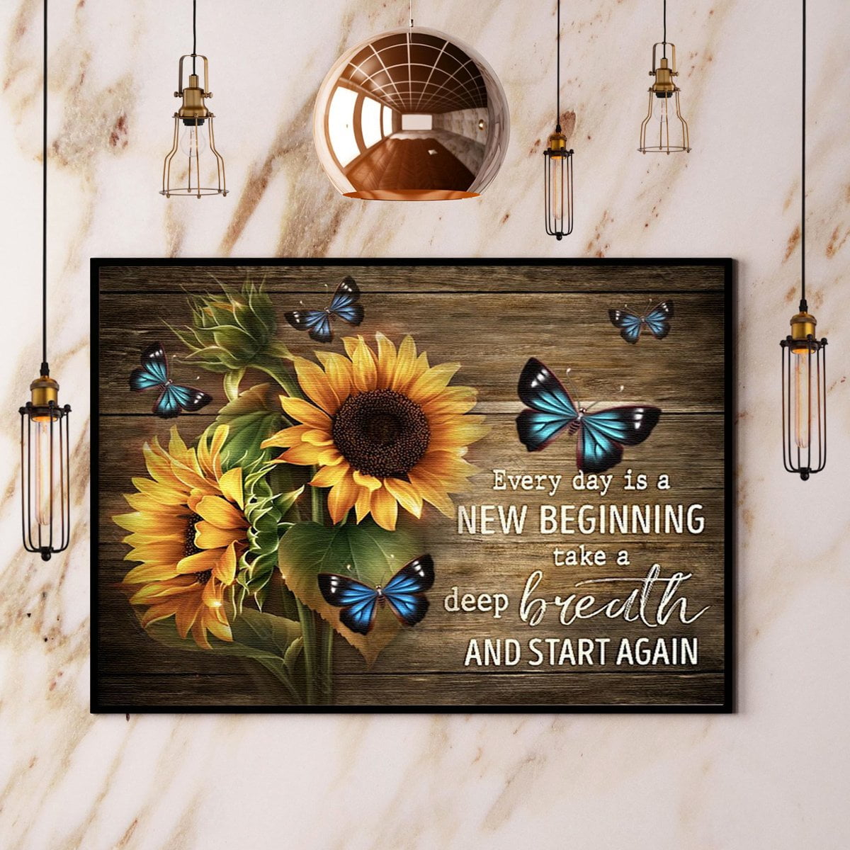 Sunflower Butterflies Take A Deep Breath & Start Again Horizontal Paper ...