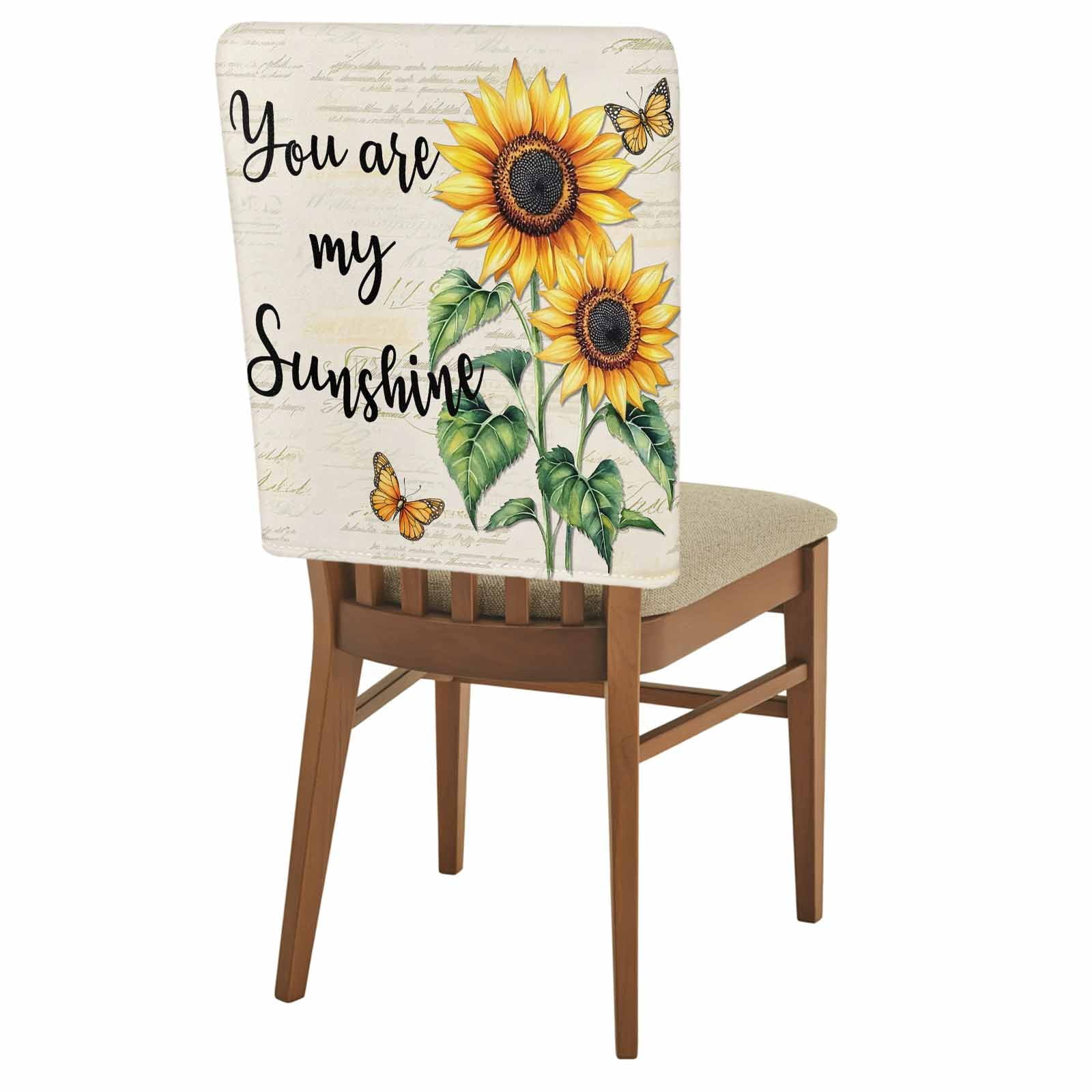 Sunflower Butterfly Chair Back Covers Set of 4, You Are My Sun Shine ...