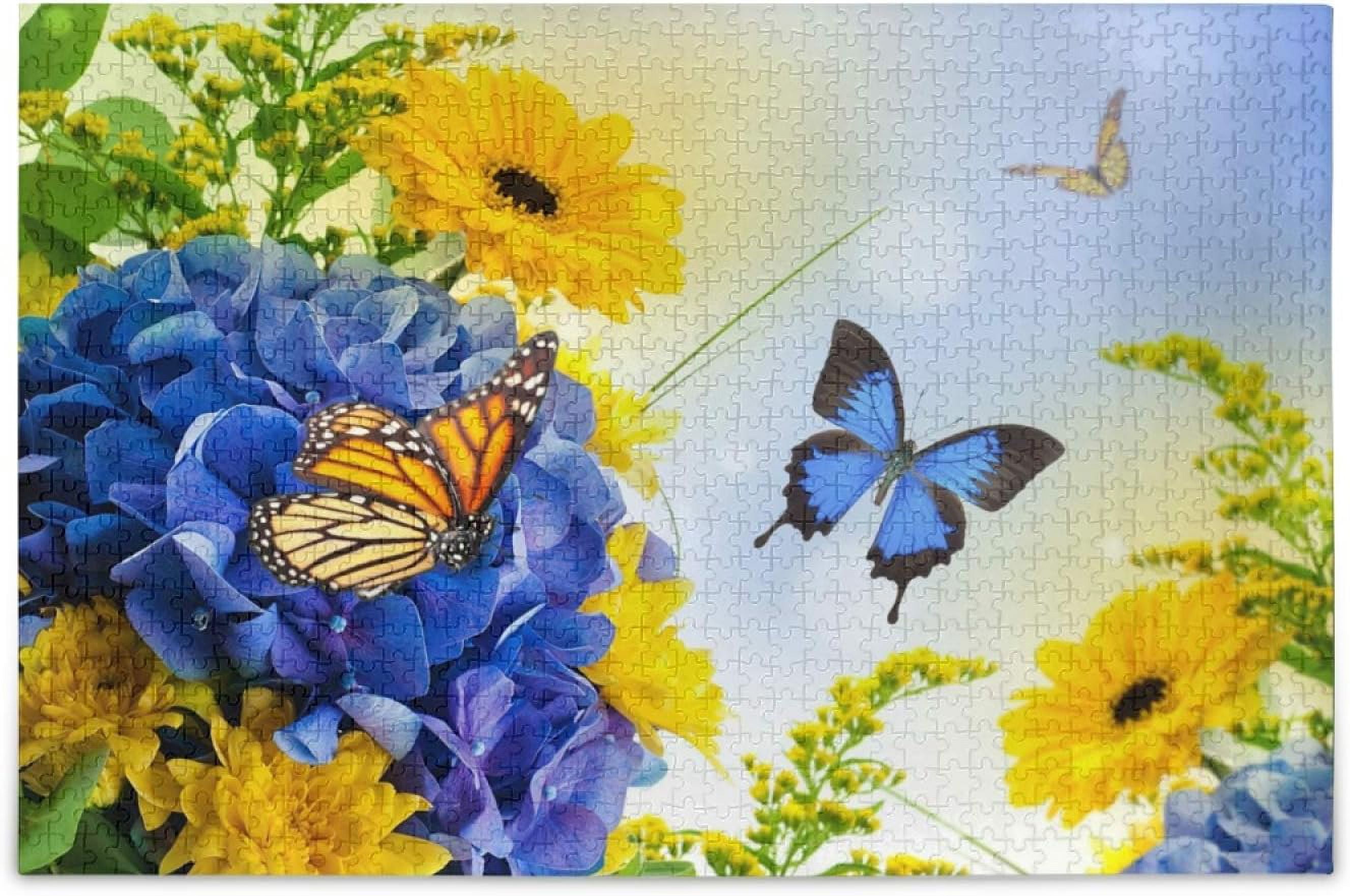 Sunflower Butterfly Floral Jigsaw Puzzles for Adults 1000 Piece ...