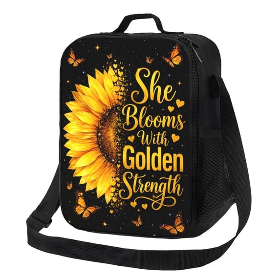 Sunflower Butterfly Lunch Bag Insulated Thermal Lunch Box with Shoulder ...