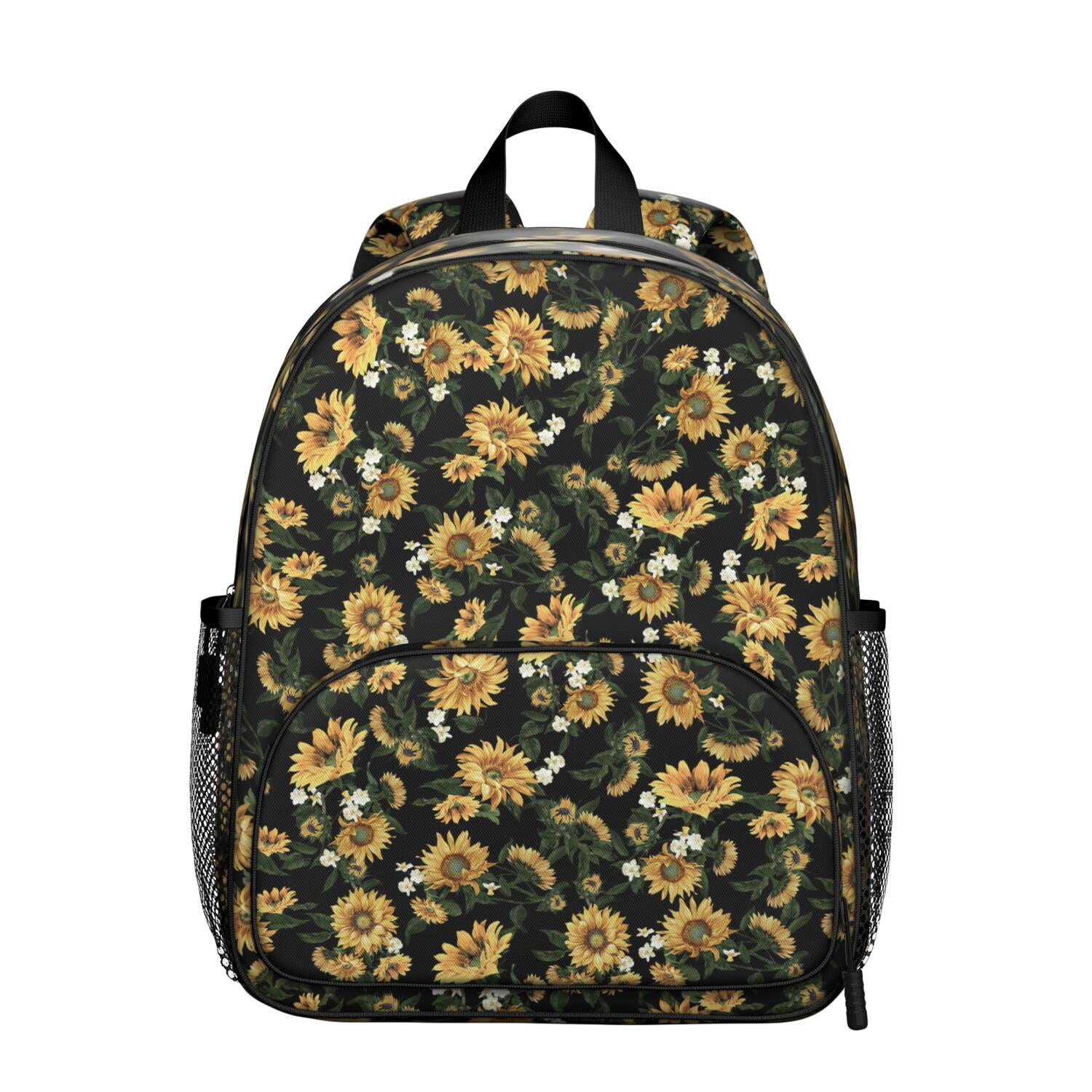 Sunflower Butterfly Students Backpack - Cute Floral and Bee Design ...