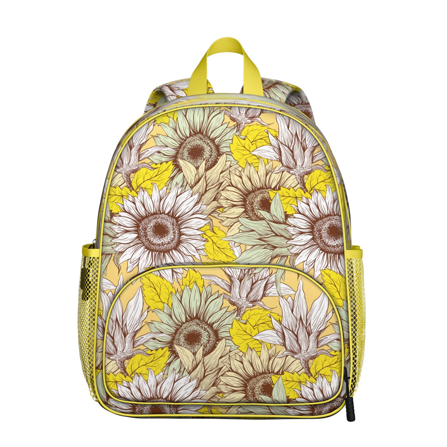 Sunflower and Butterfly Students Backpack - Cute Vintage Floral and Bee ...