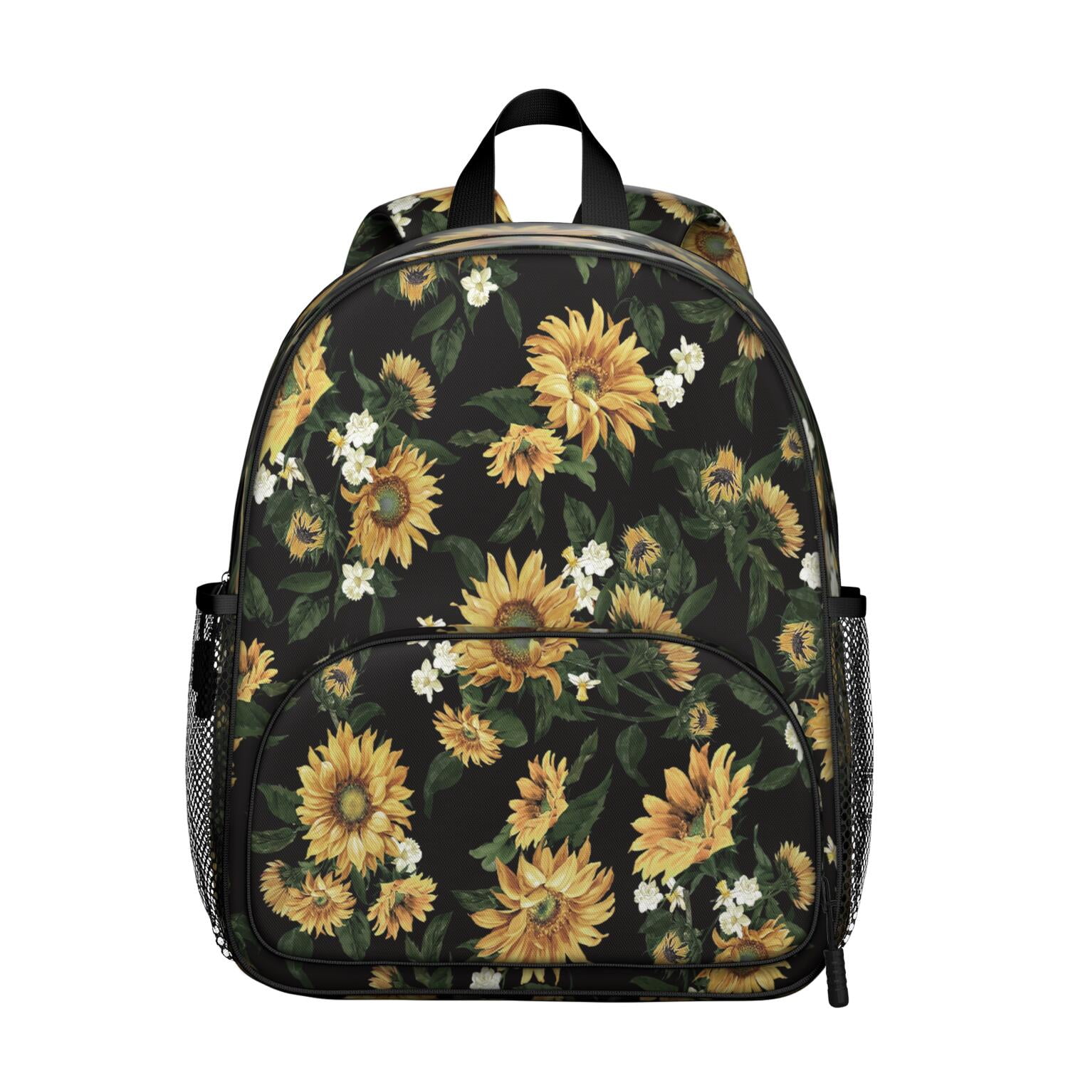 Sunflower and Butterfly Students Backpack - Cute Vintage Floral and Bee ...