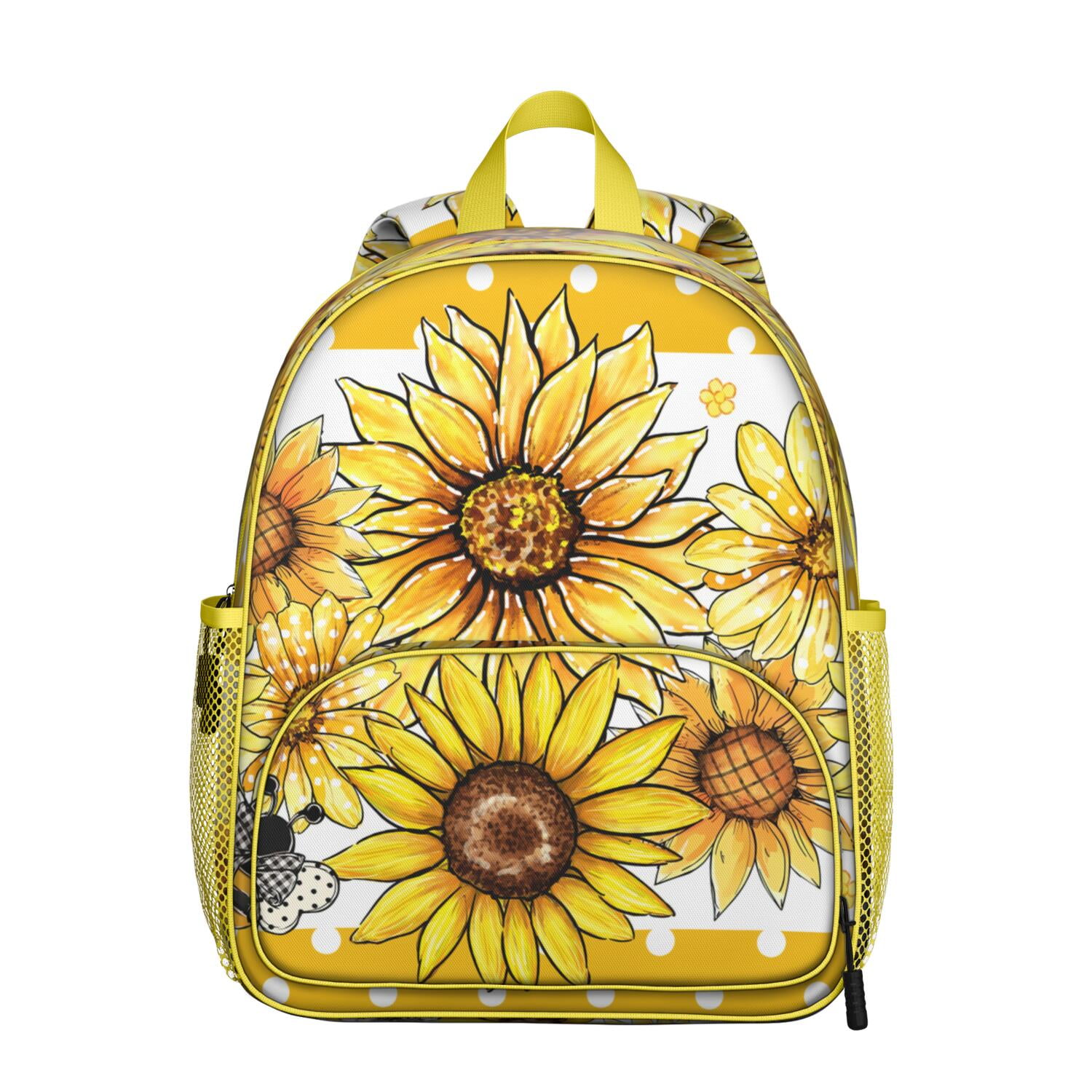 Sunflower and Butterfly Students Backpack - Cute Vintage Floral and Bee ...