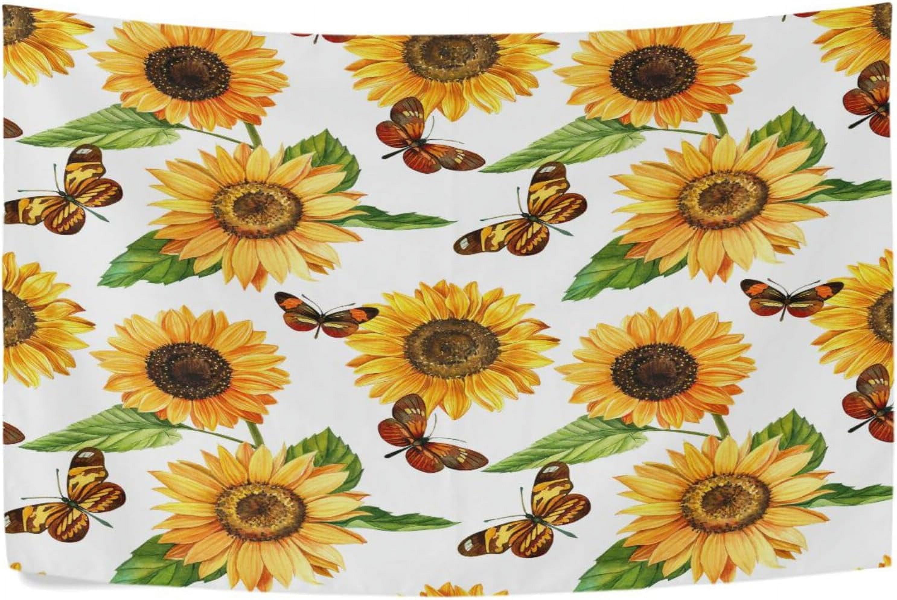 Sunflower Butterfly Tapestry Aesthetic Tapestry Wall Hanging 80" x 60 ...