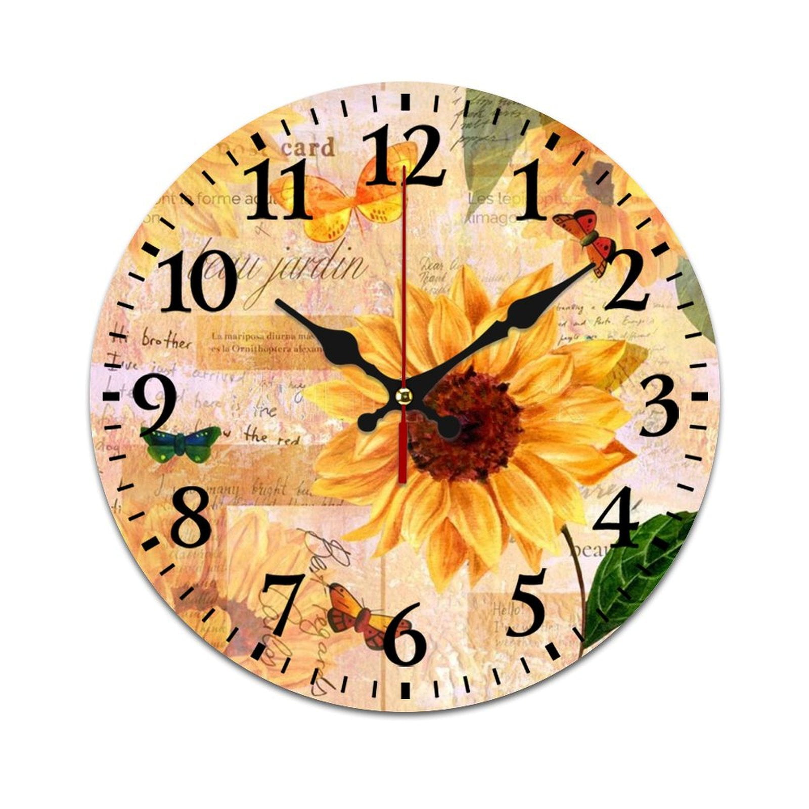 Sunflower Butterfly Wall Clock Modern Design Clocks Wall Hanging Home ...