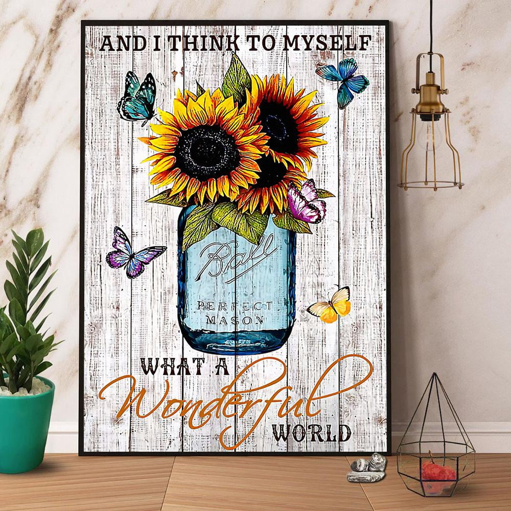 Sunflower Butterfly What A Wonderful World Art Paper Poster No Frame ...