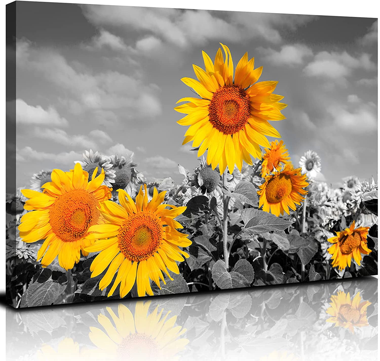 Sunflower Canvas Wall Art Yellow and Gray Wall Decor Flower Pictures ...