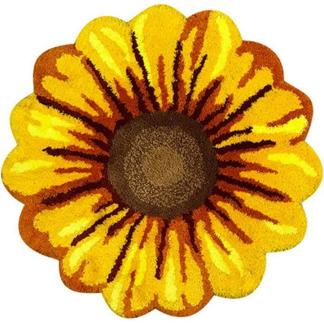 Sunflower Carpet Large Round Sunflower Bedroom Rug Non Slip Rustic ...