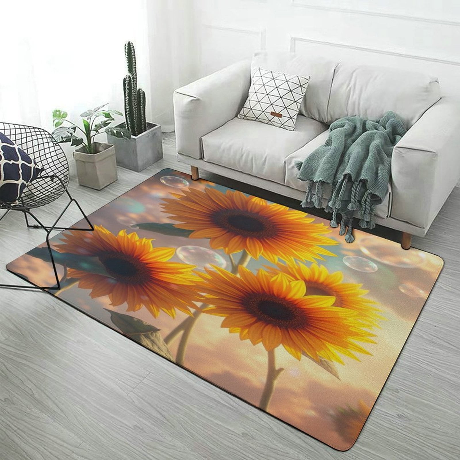 Sunflower Carpet for Living Room Luxury Home Rations Coffee Table Large ...