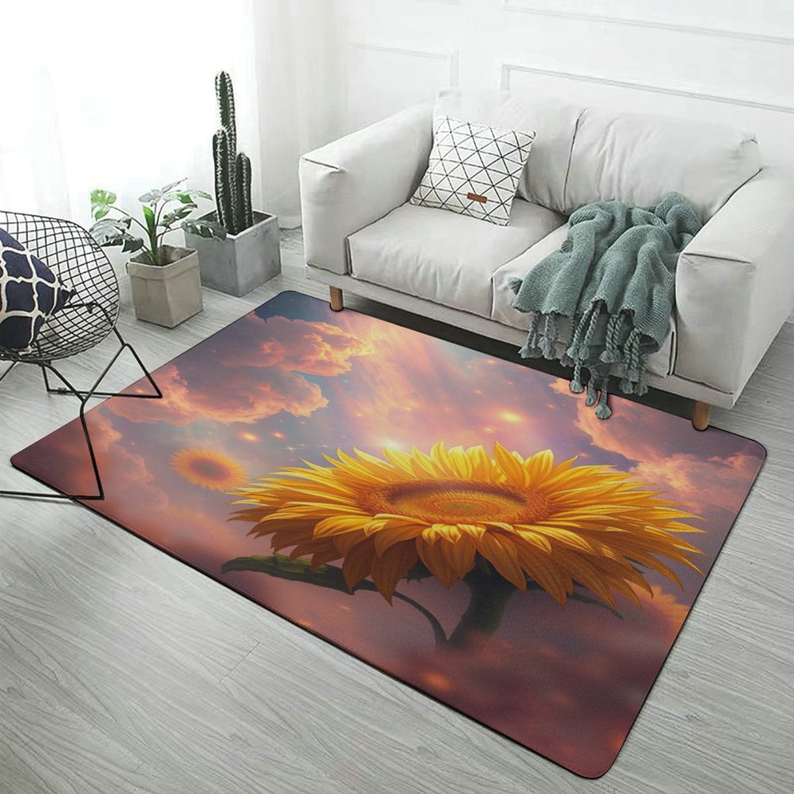 Sunflower Carpet for Living Room Luxury Home Rations Coffee Table Large ...