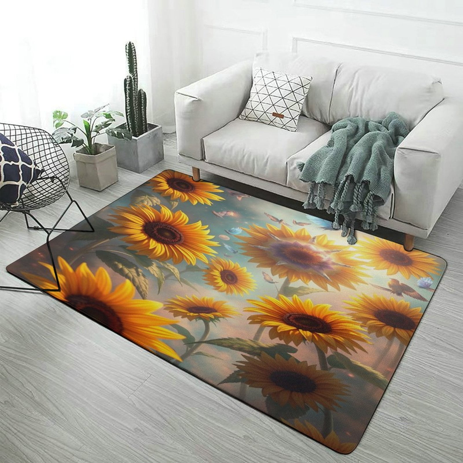 Sunflower Carpet for Living Room Luxury Home Rations Coffee Table Large ...