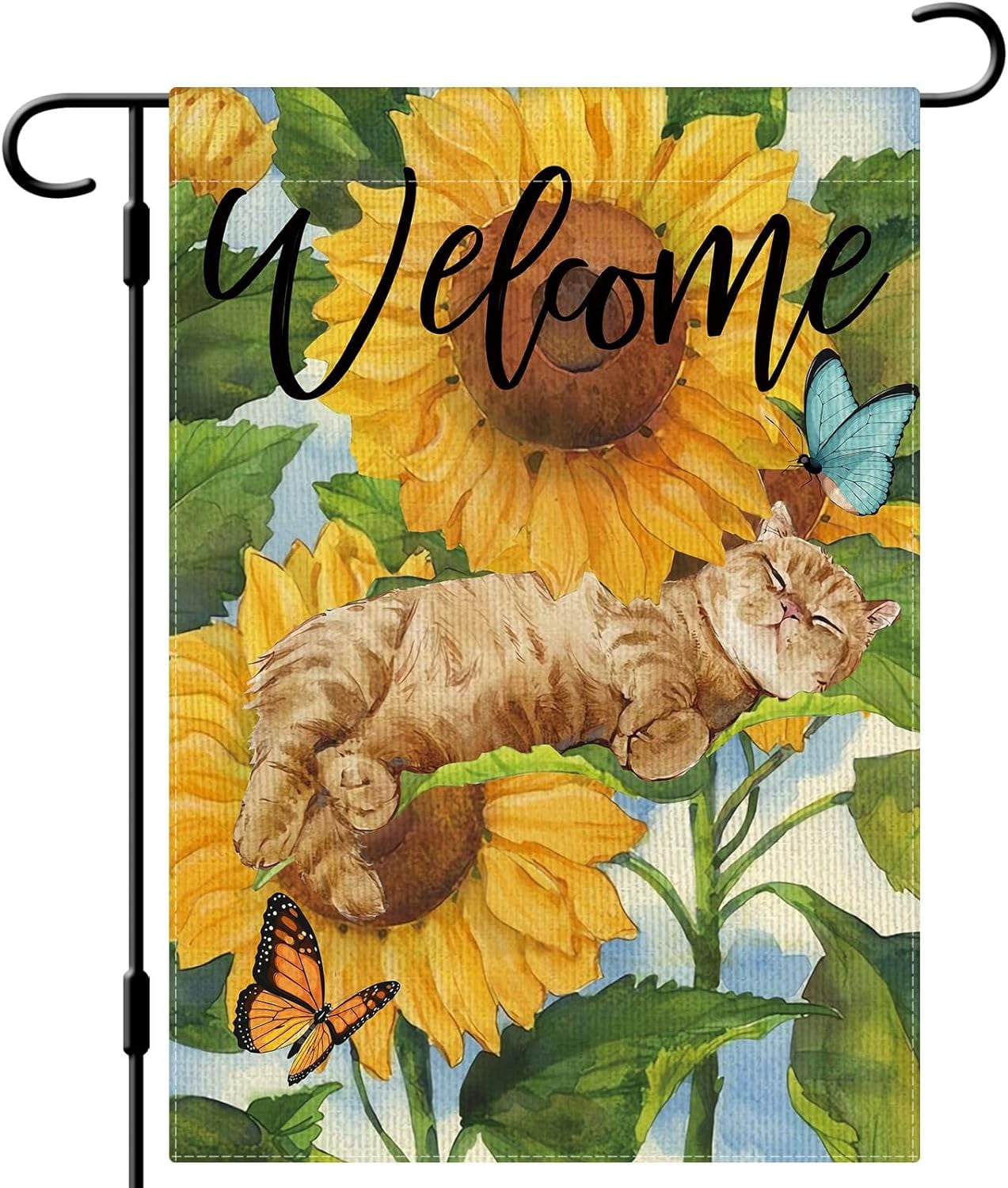 Sunflower Cat Garden Flag Spring Summer Funny Cat Garden Flags 28x40 ...