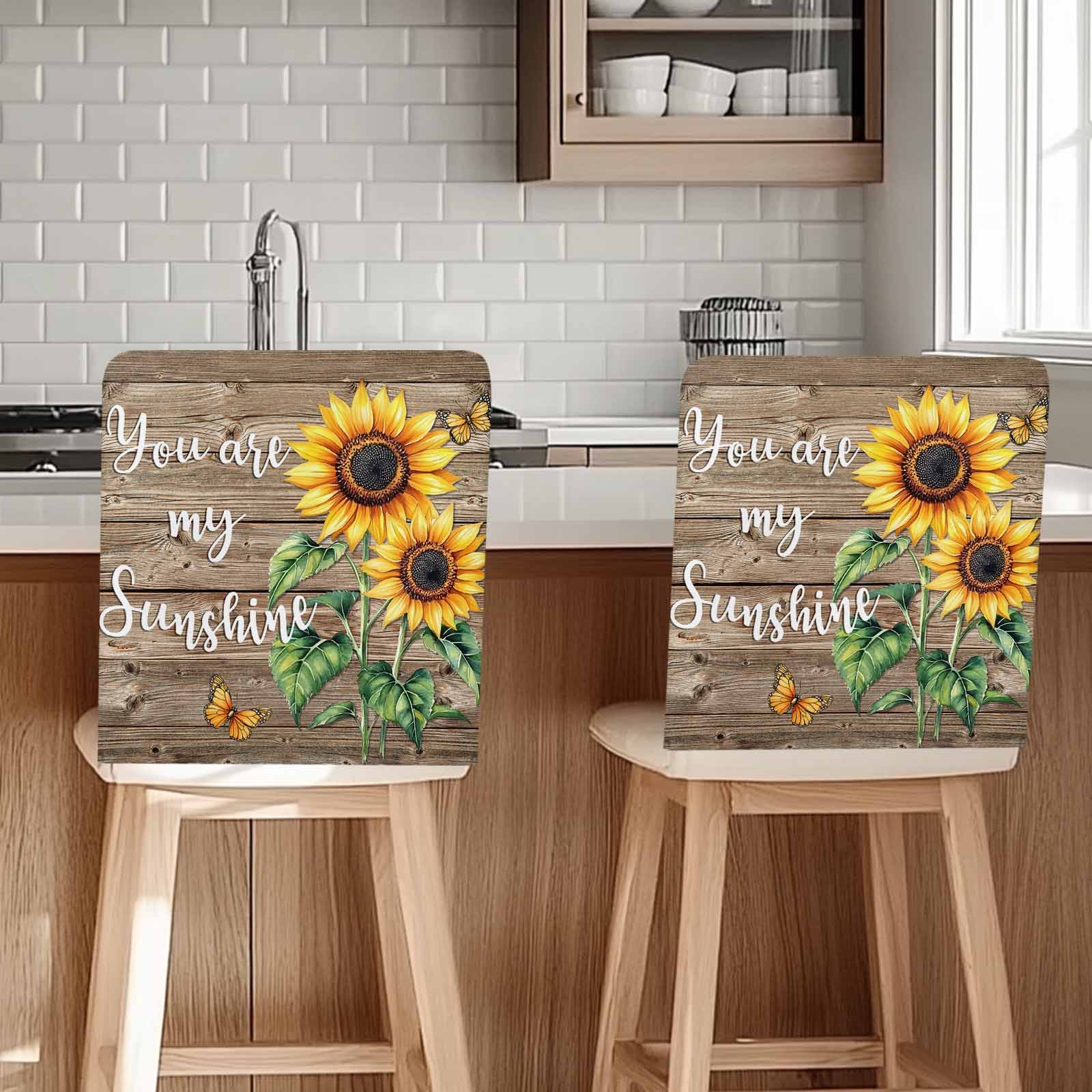 Sunflower Chair Covers Set of 6 You Are My Sun Shine Vintage Brown Wood ...
