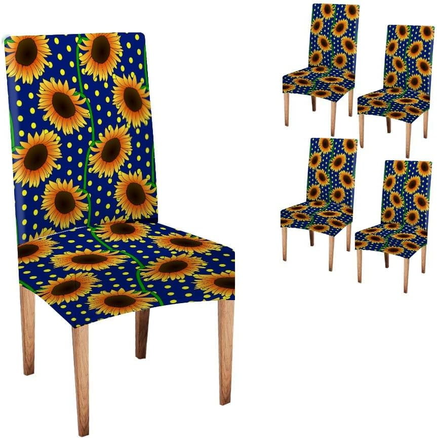Sunflower Chair Protective Covers 4 Pack Brightfloral Pattern in ...
