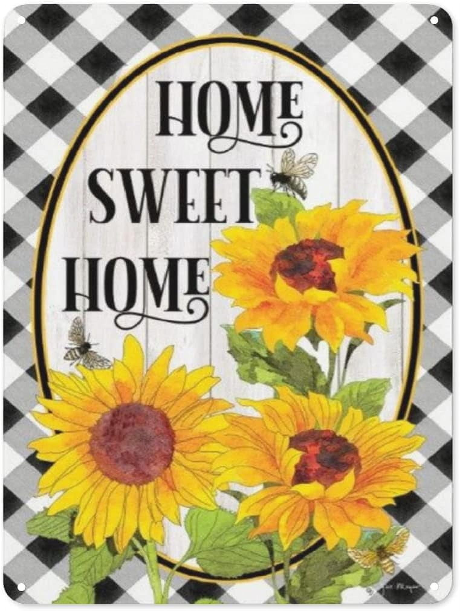 Sunflower Check Sign Vintage Look Chic Metal Sign 8x12inch Room Art ...