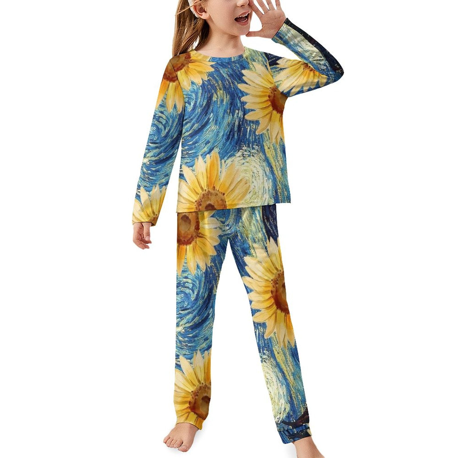 Sunflower Child Pajamas Set for Boys Girls 6 Sizes, Long Sleeve Soft ...