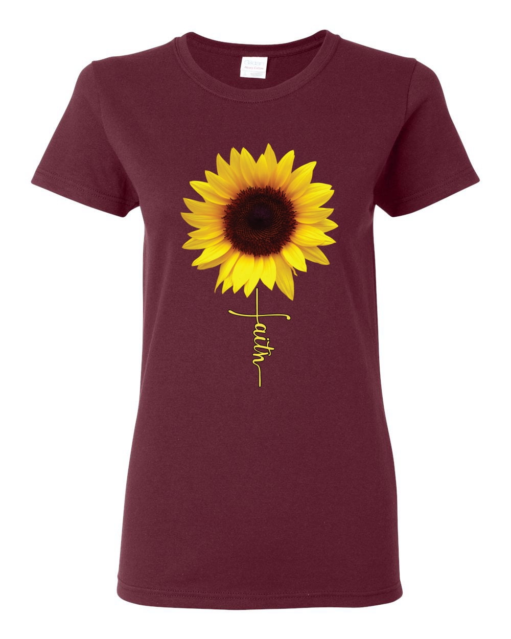 Sunflower Christian Faith Cross Inspirational/Christian Womens Graphic ...