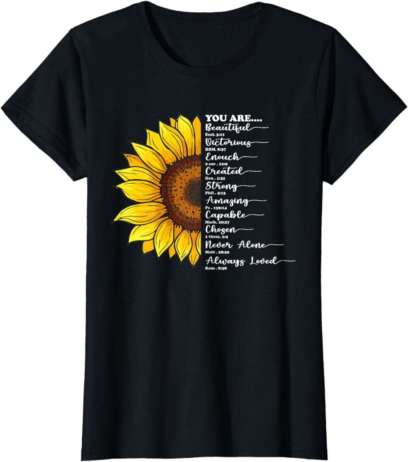 Sunflower Christian Religious Thankful Grateful Blessed T-Shirt ...