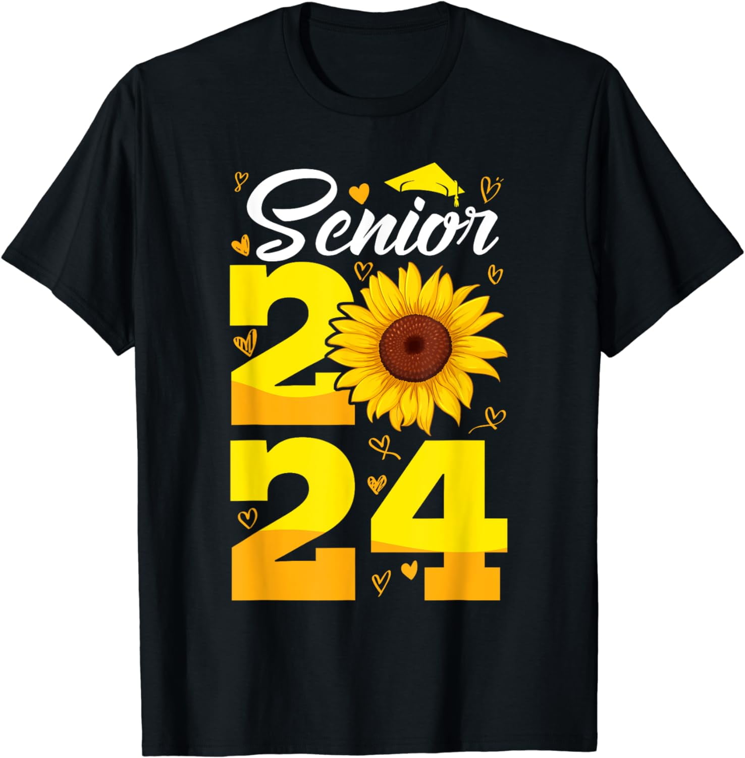 Sunflower Class of 2024 School Graduation Senior 24 Graduate Cotton T ...