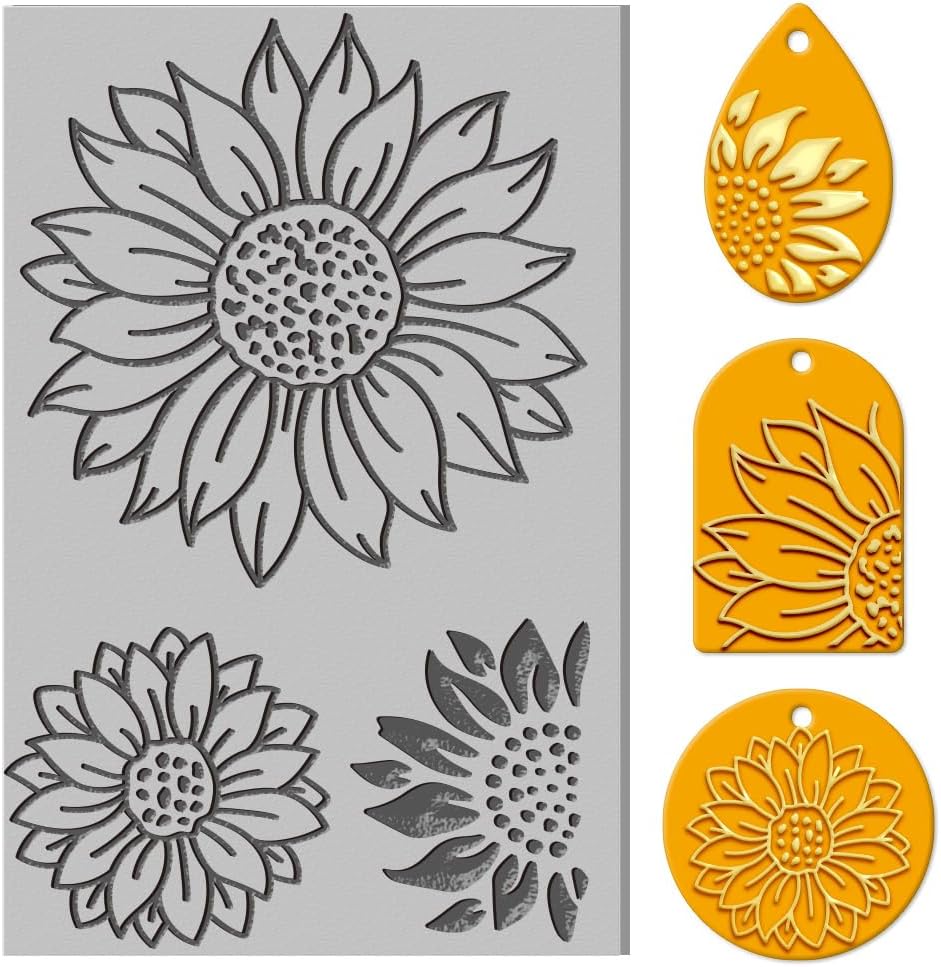 Sunflower Clay Texture Mat Flower Clay Modeling Pattern Pad Texture ...