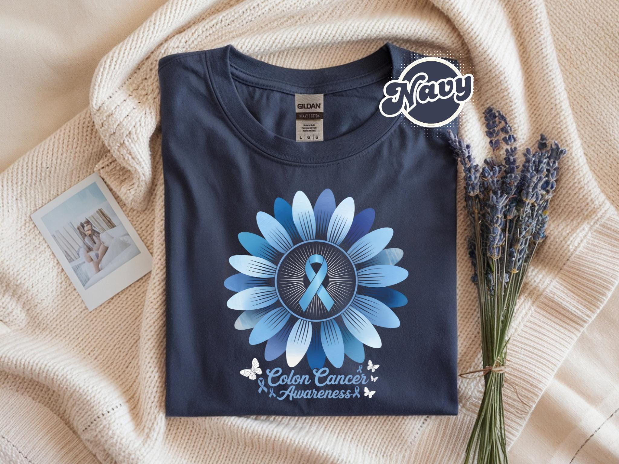 Sunflower Colon Cancer Awareness Month T-Shirt, Cancer Ribbon Graphic ...