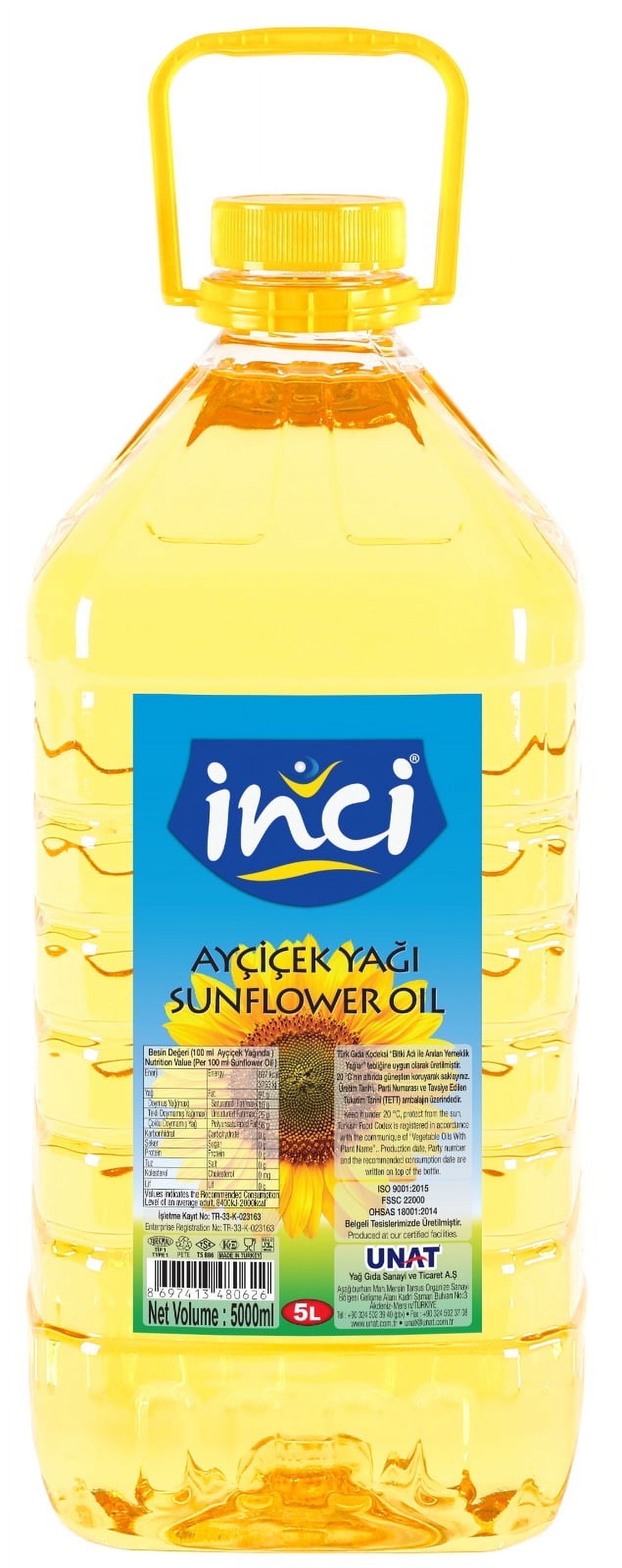 Inci, Sunflower Cooking Oil, 5 L, Nutty Flavor, Shelf-Stable - Walmart.com