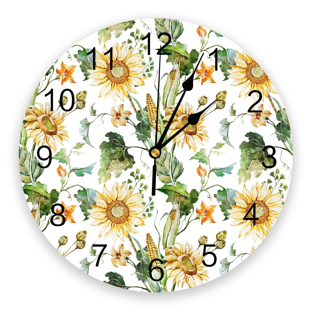 Sunflower Corn Plant Fruit Modern Wall Clock for Living Room Wall ...