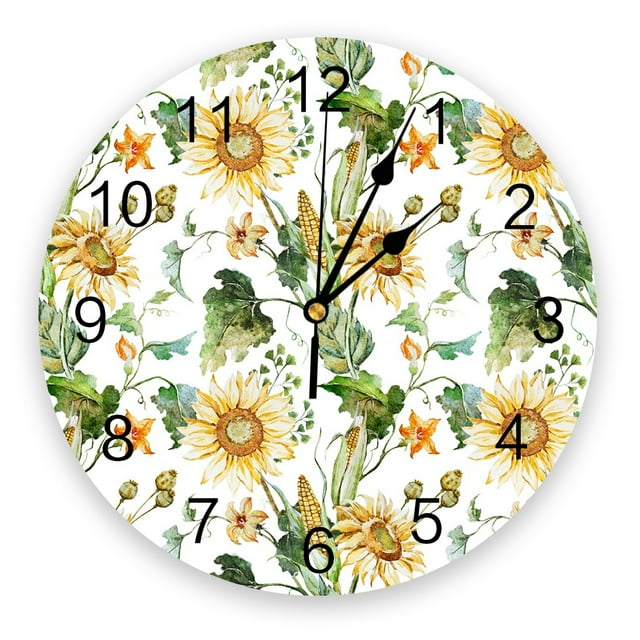 Sunflower Corn Plant Fruit Modern Wall Clock for Living Room Wall ...