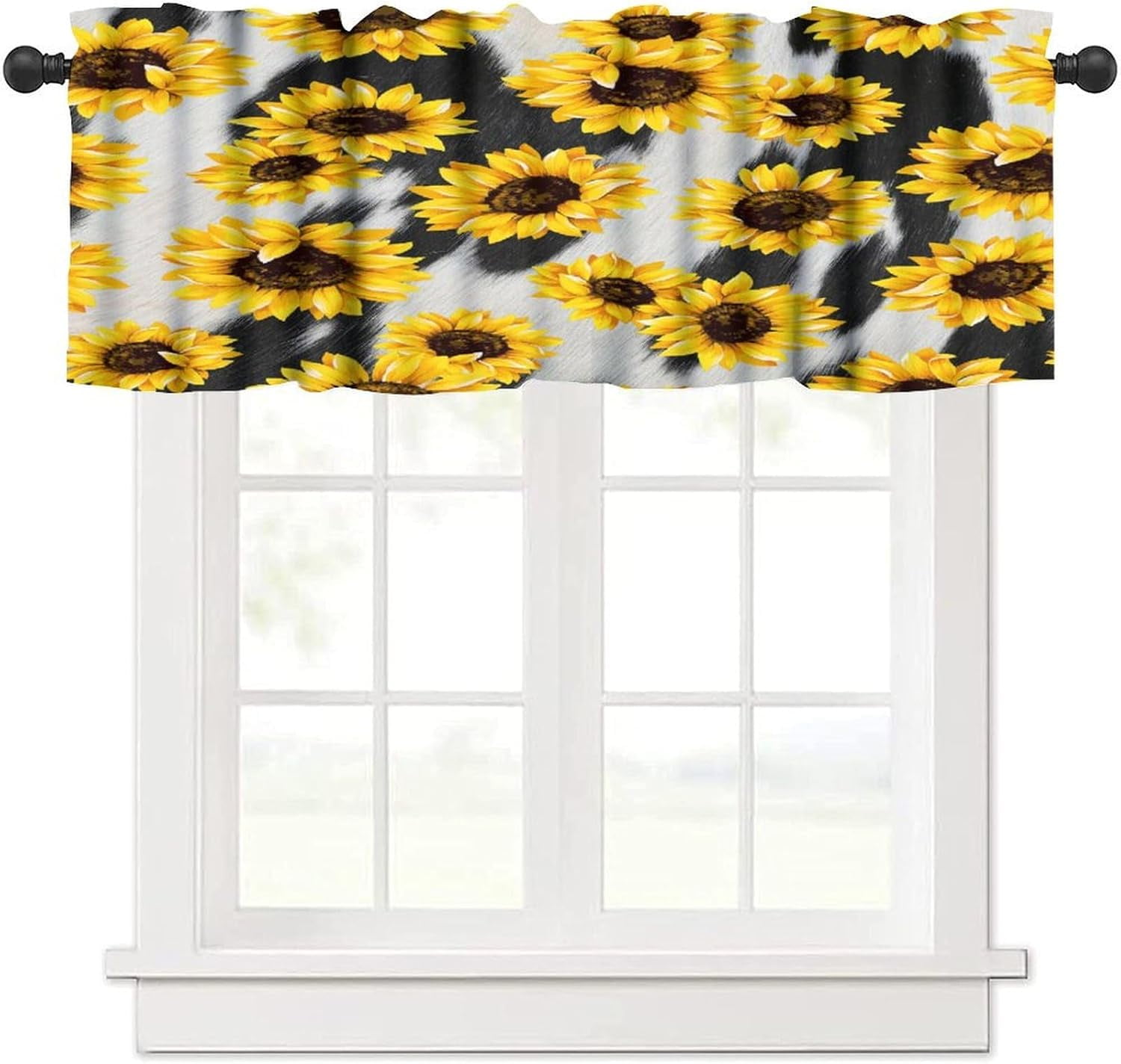 Sunflower Cow Fur Valance Curtain Highland Cow Animal Skin Wildlife ...