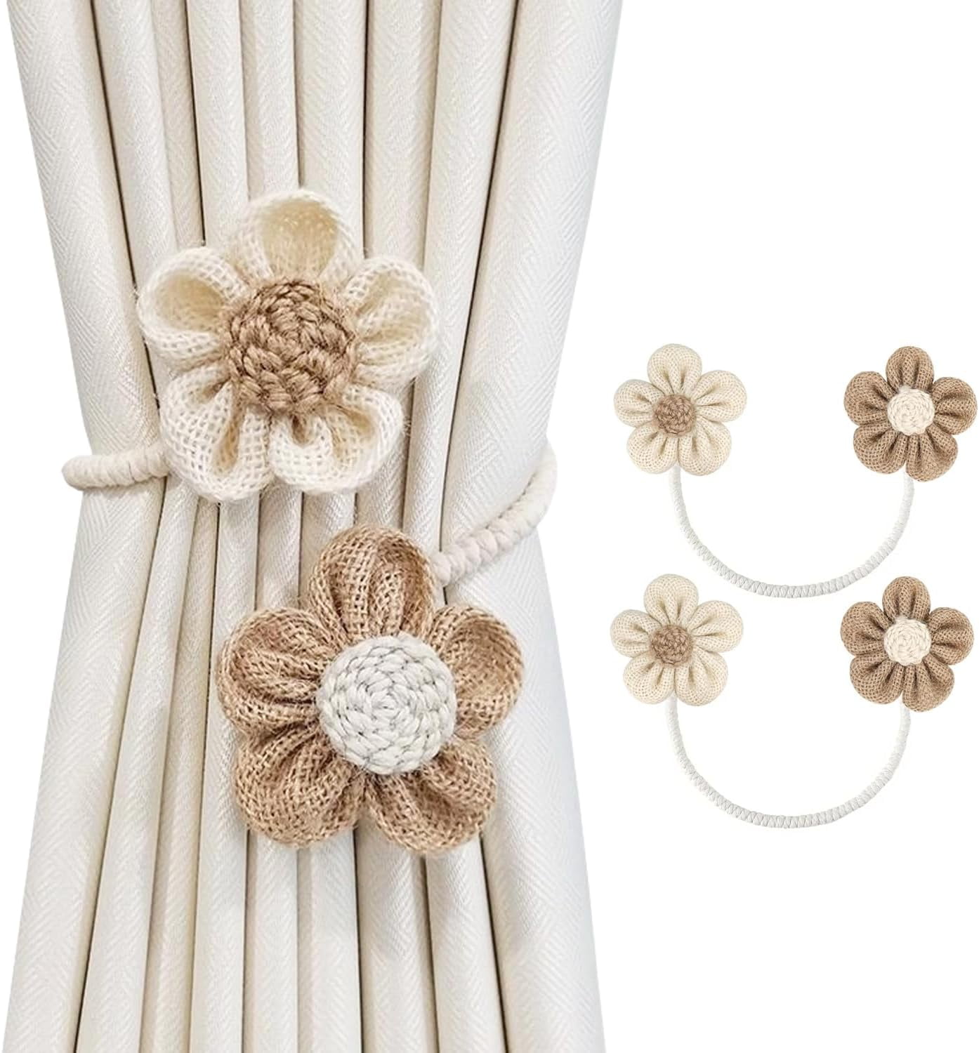 Sunflower Curtain Tiebacks | Daisy Curtain Holdbacks Three Flower | Curtain Tiebacks Boho ...