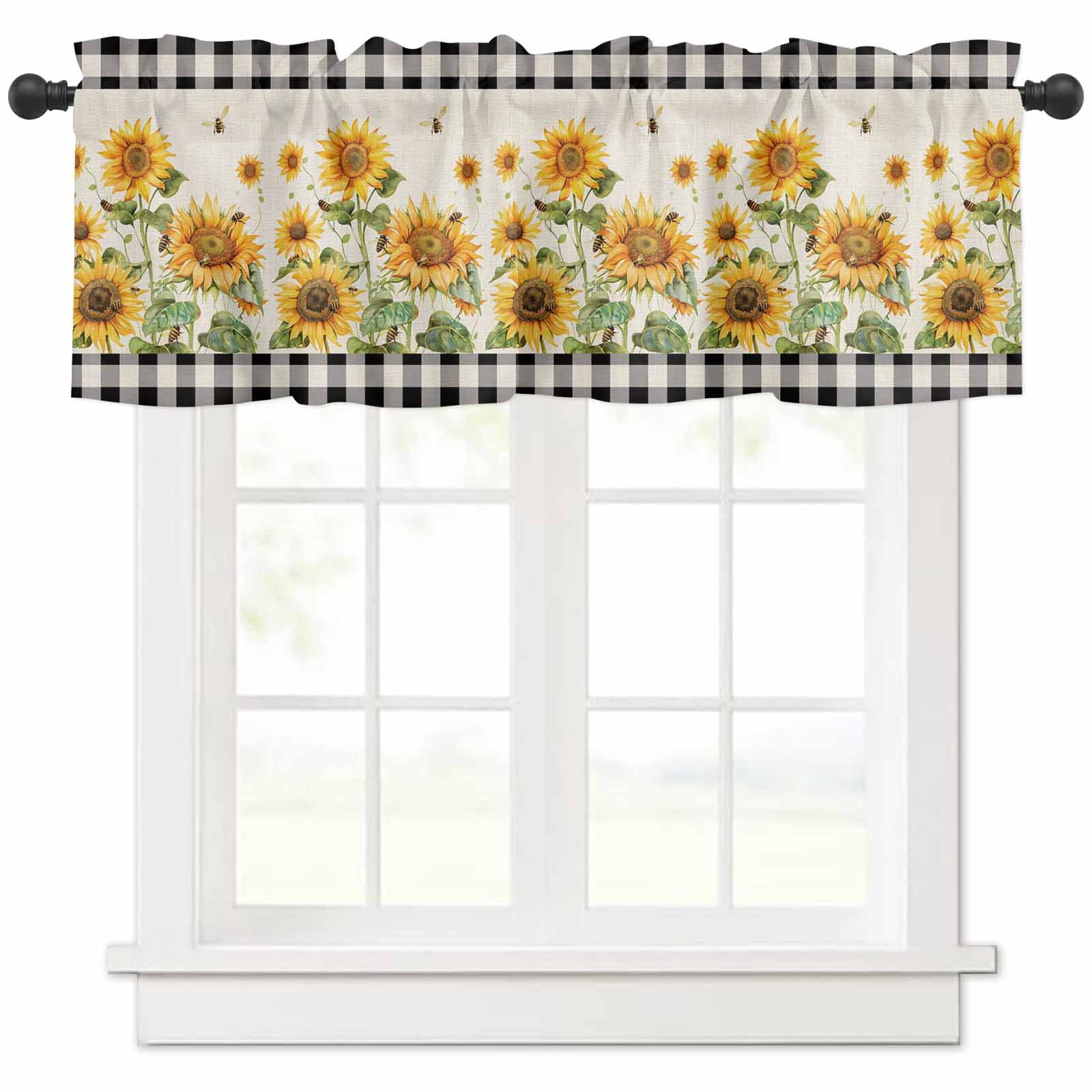 Sunflower Curtain Valance for Windows/Kitchen/Living Room/Bedroom ...