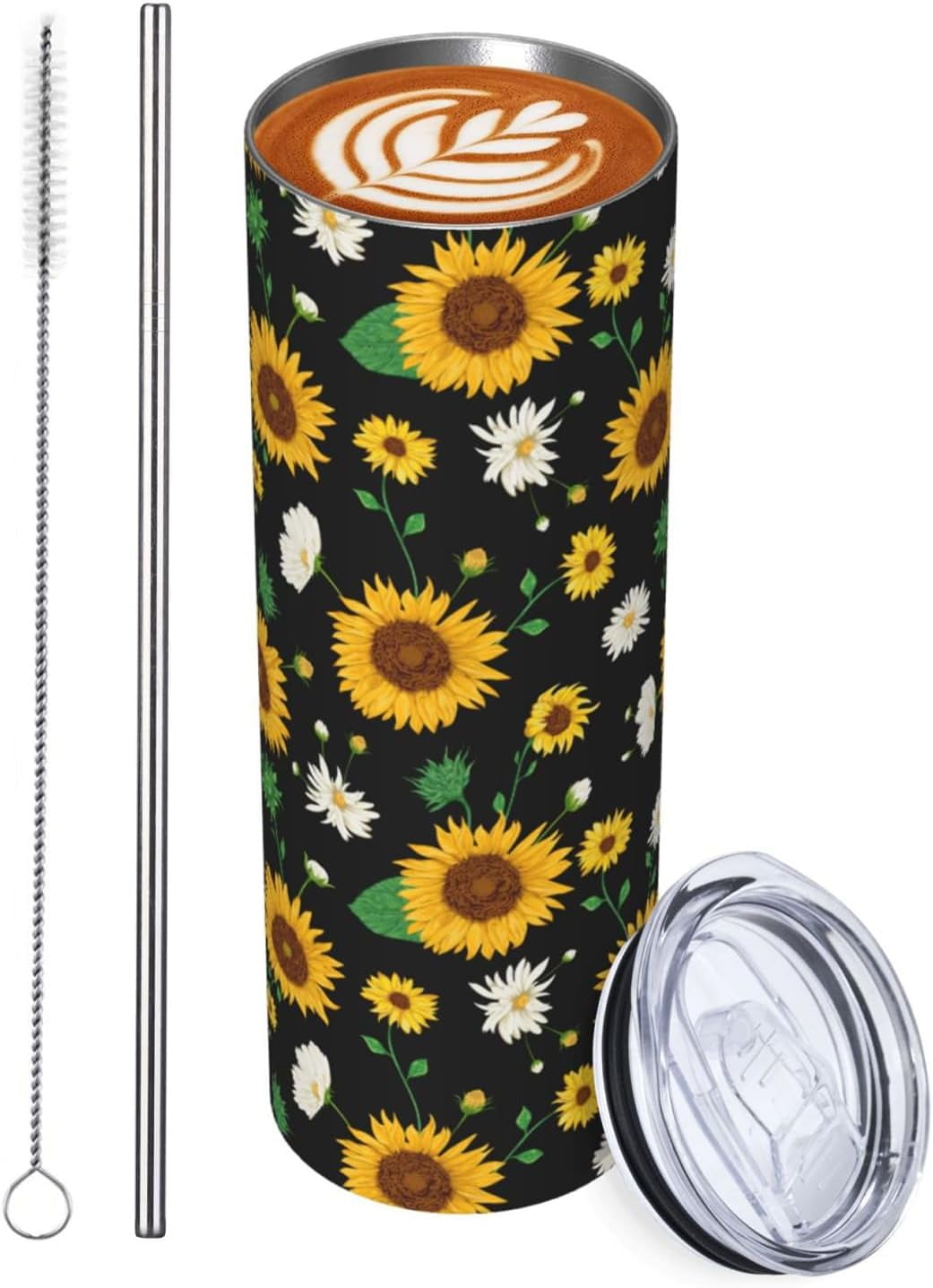 Sunflower Daisy 20oz Insulated Tumbler With Lid And Straw, 3d Print ...