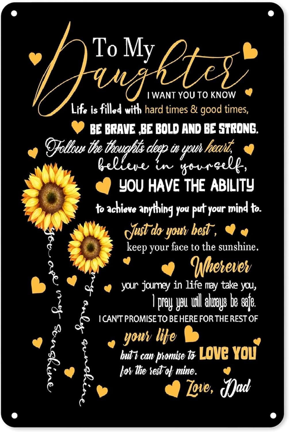 Sunflower To My Daughter Sign Gifts For Daughter From Dad, Daughter ...