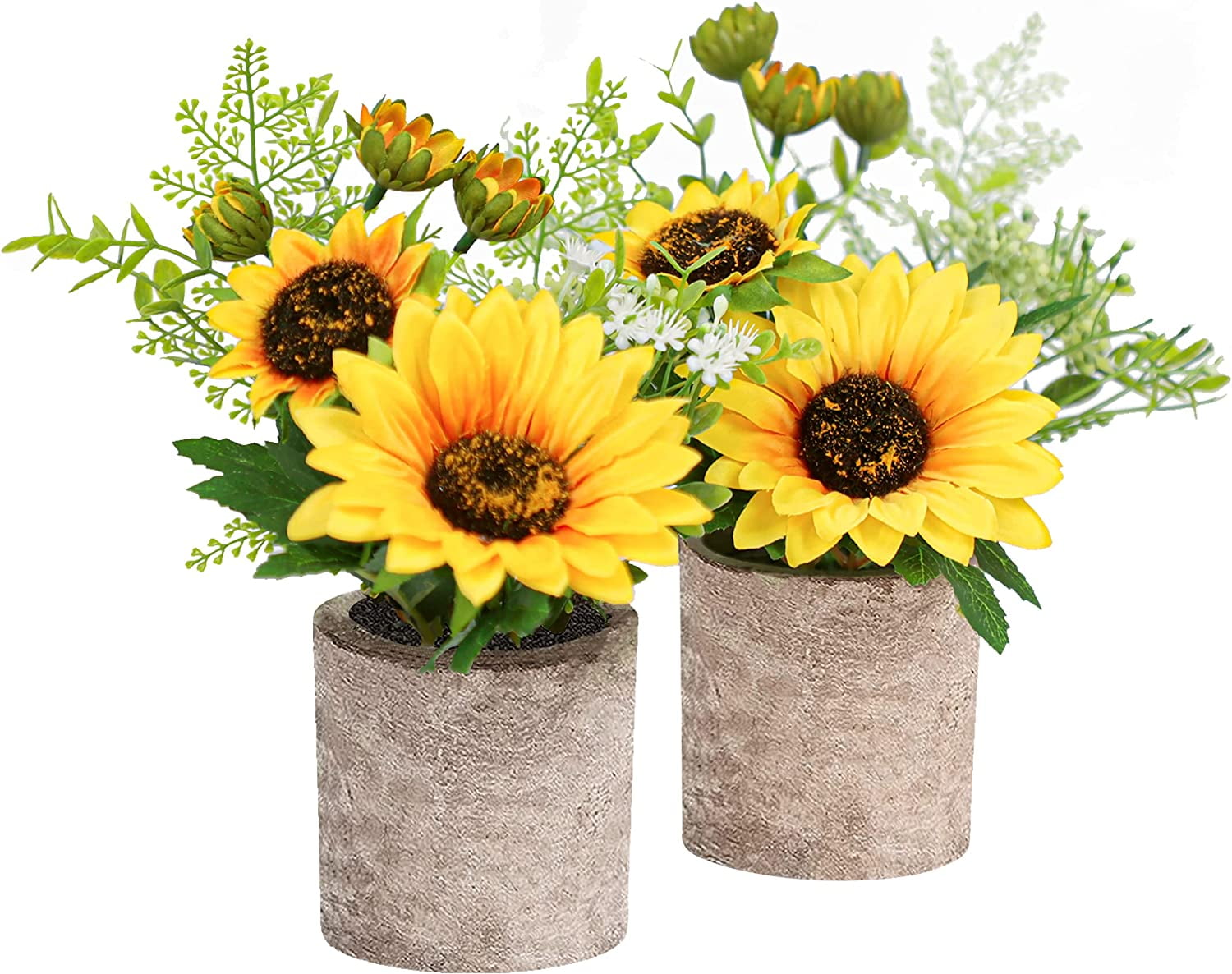 Sunflower Decor Artificial Potted Plants Yellow Fake Flower in Pots ...