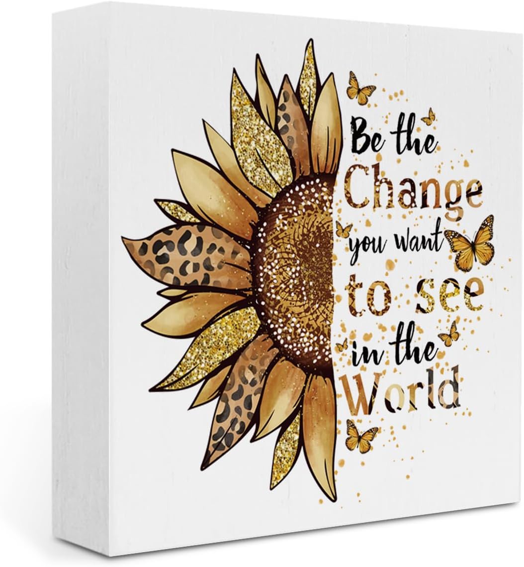 Sunflower Decor Home Farmhouse Decor, Inspirational Wood Box Sign ...
