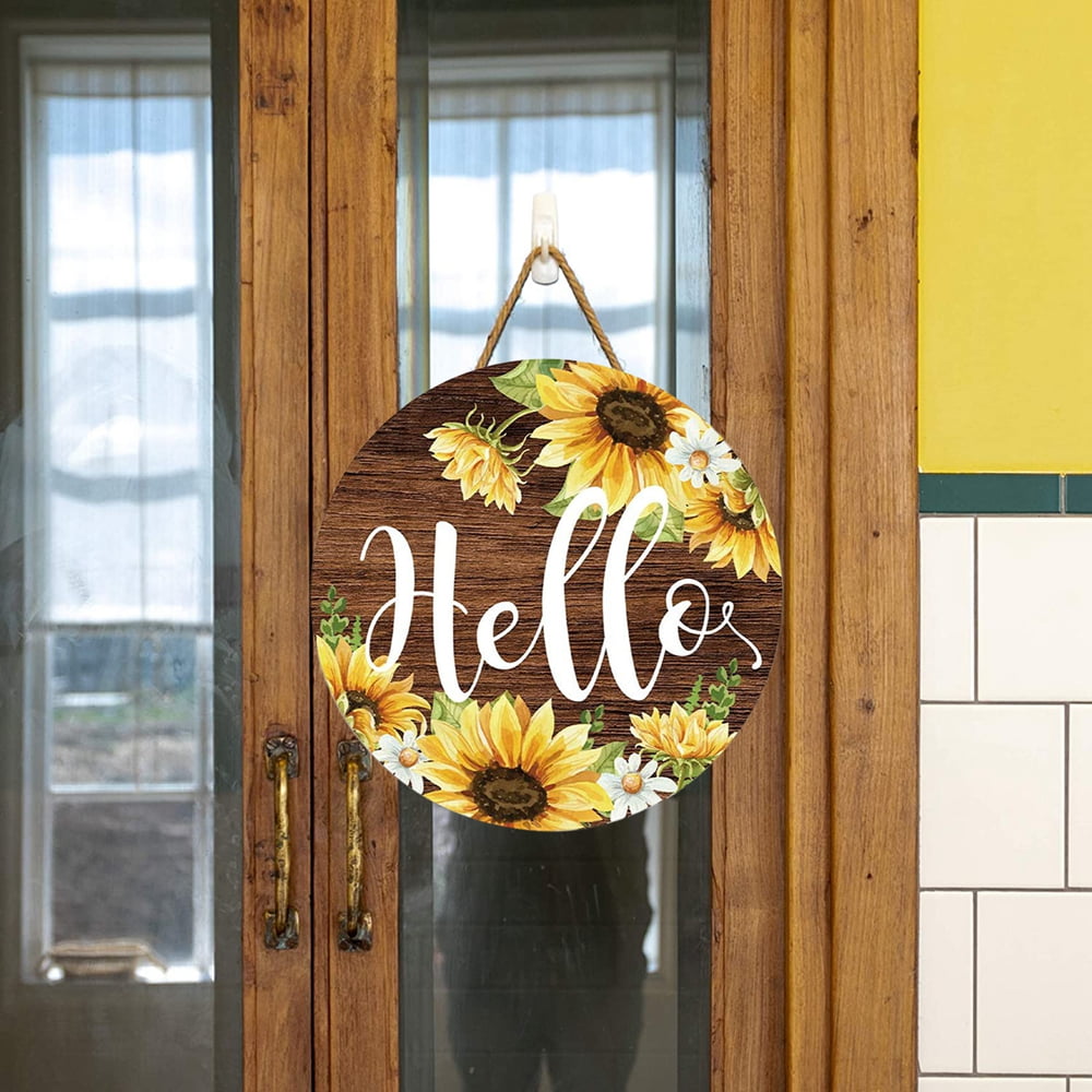 Sunflower Decor Welcome Wood Wall Hanging Sign , Colourful Sunflower ...